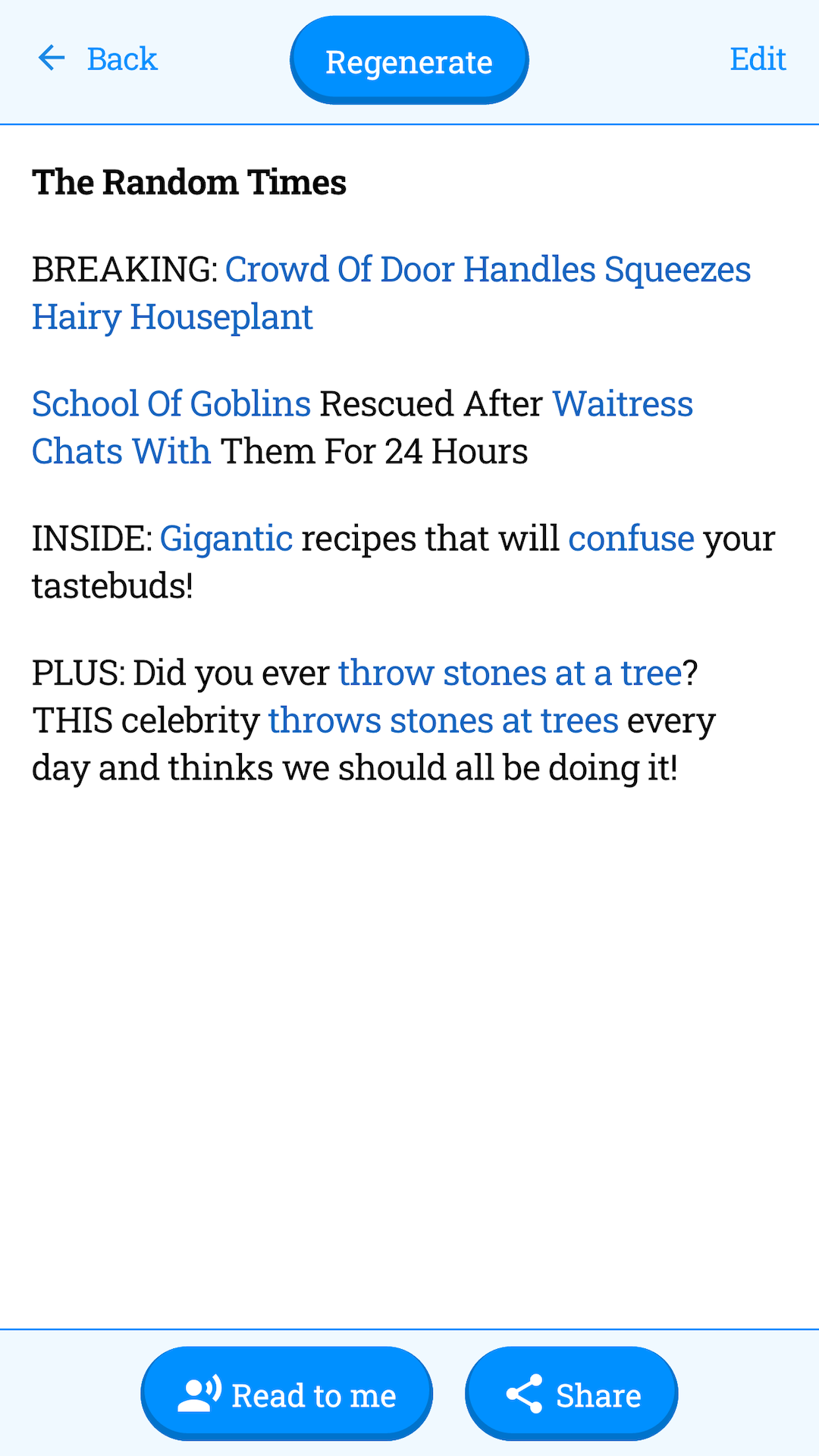 The Random Story generator